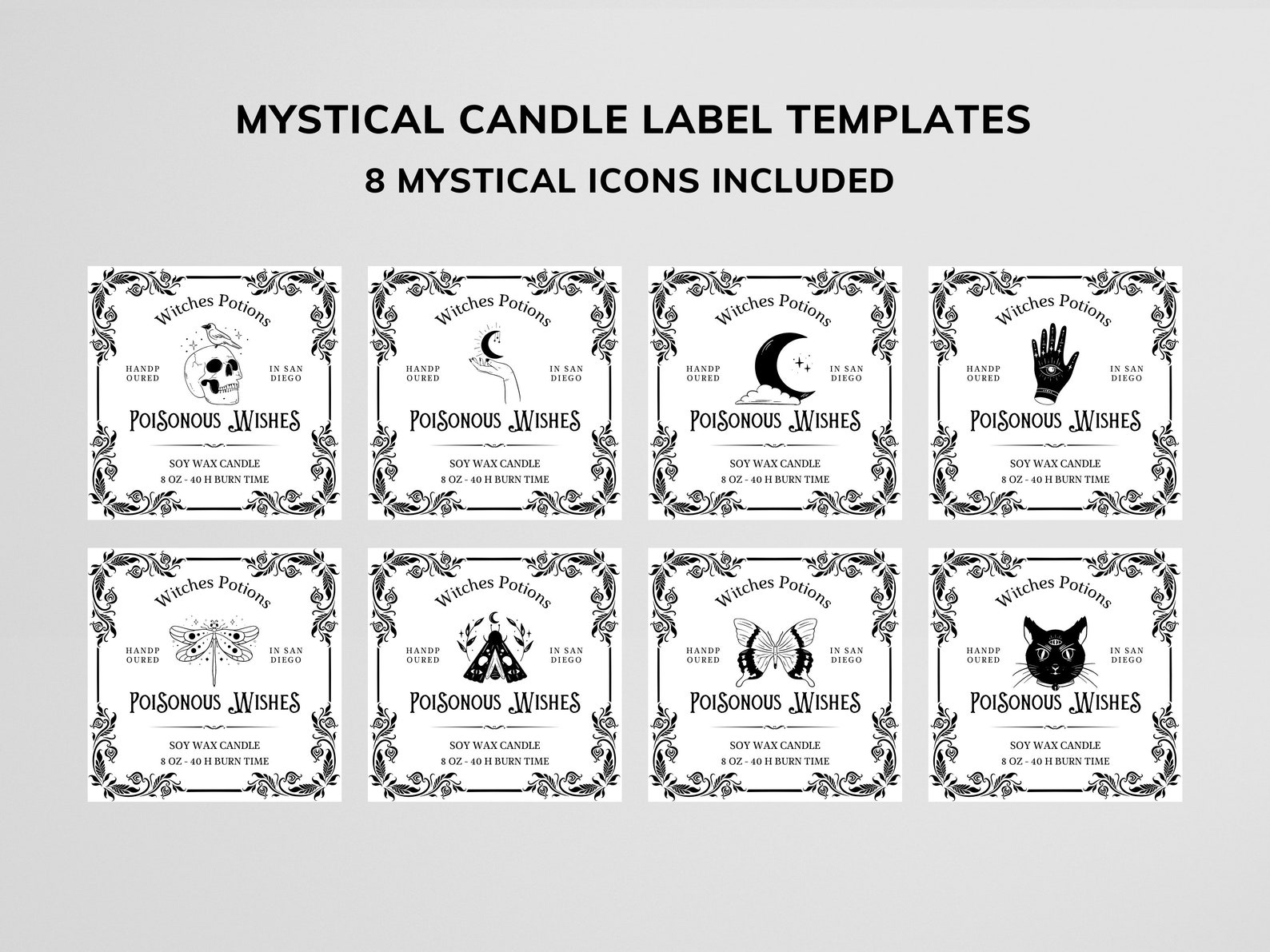 Spiritual Candle Label Template CANVA - Apothecary Candle Label ...