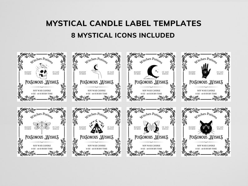 Spiritual Candle Label Template CANVA - Apothecary Candle Label ...