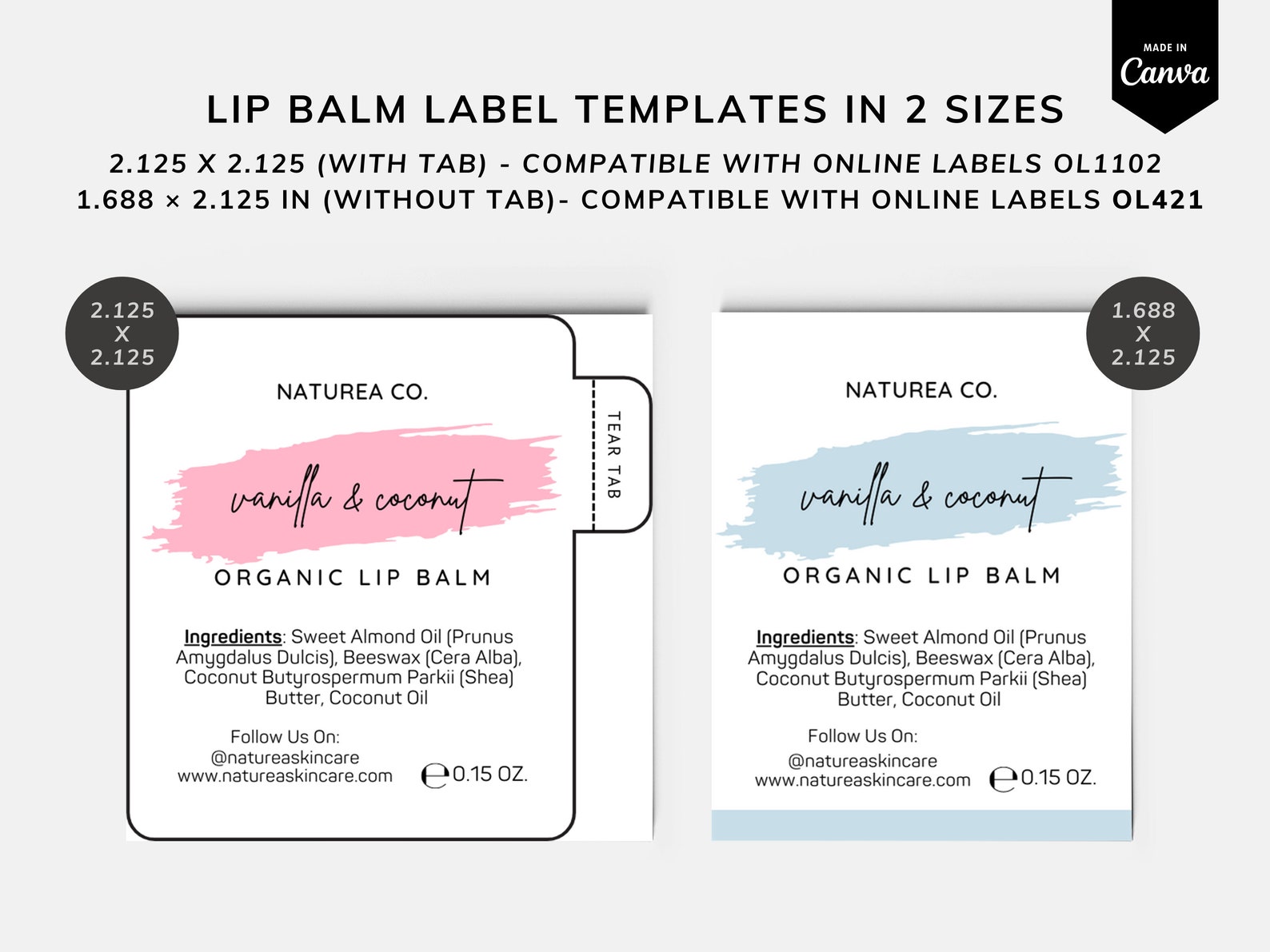 Lip Balm Label Template With Safety Seal, Minimal Chapstick Label ...
