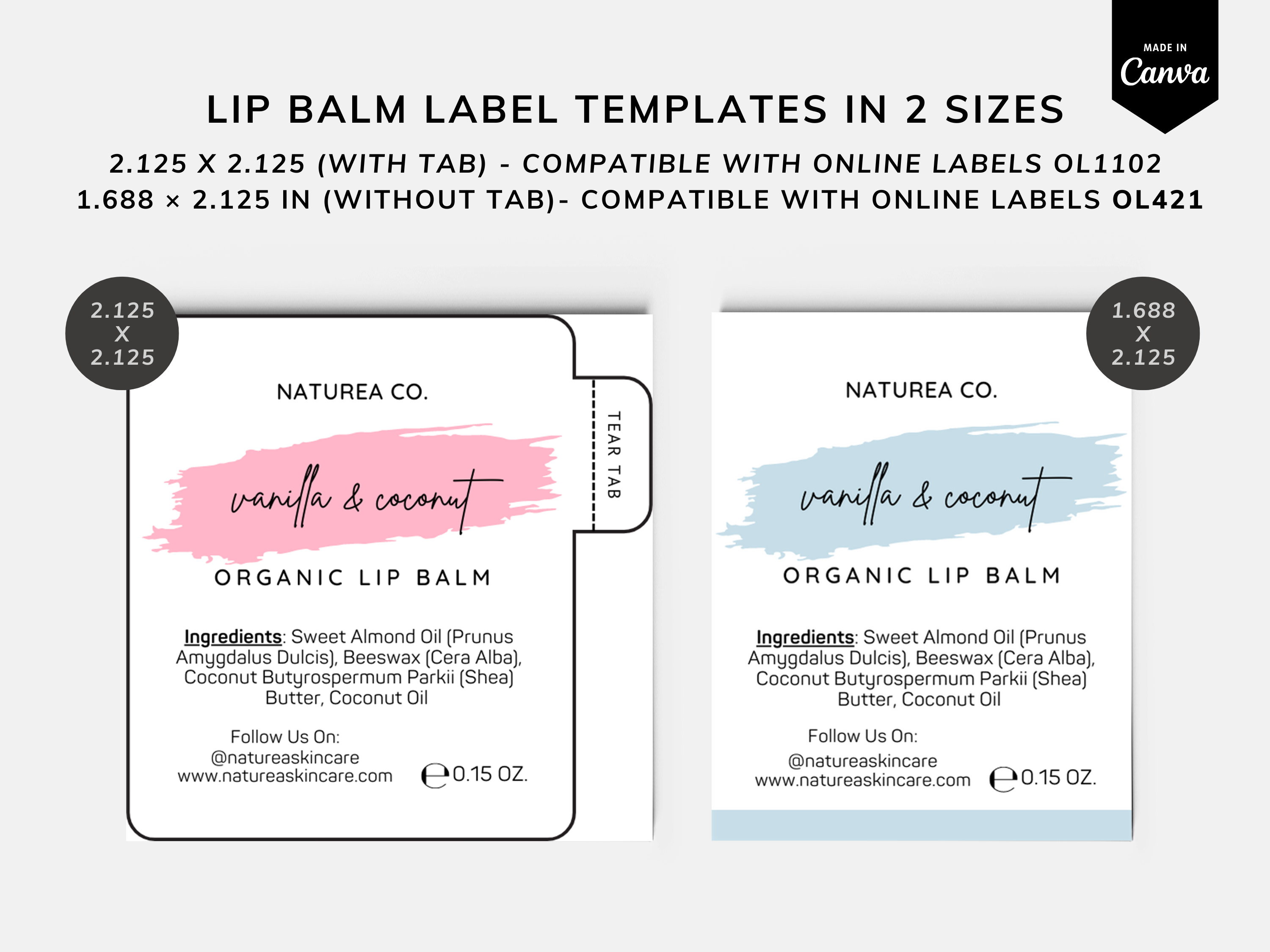Lip Balm Label Template With Safety Seal, Minimal Chapstick Label ...