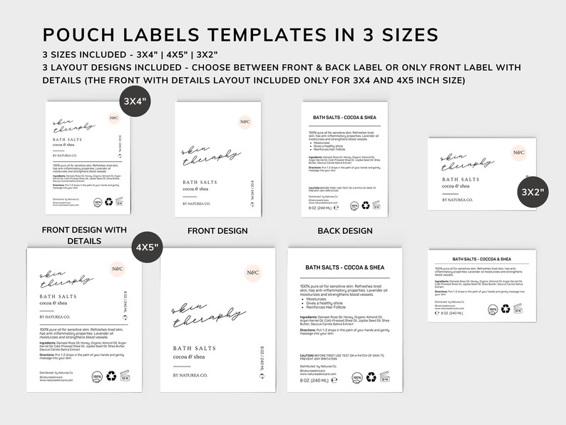 Pouch Label Templates Canva, Rectangle Product Label, Editable Bath ...