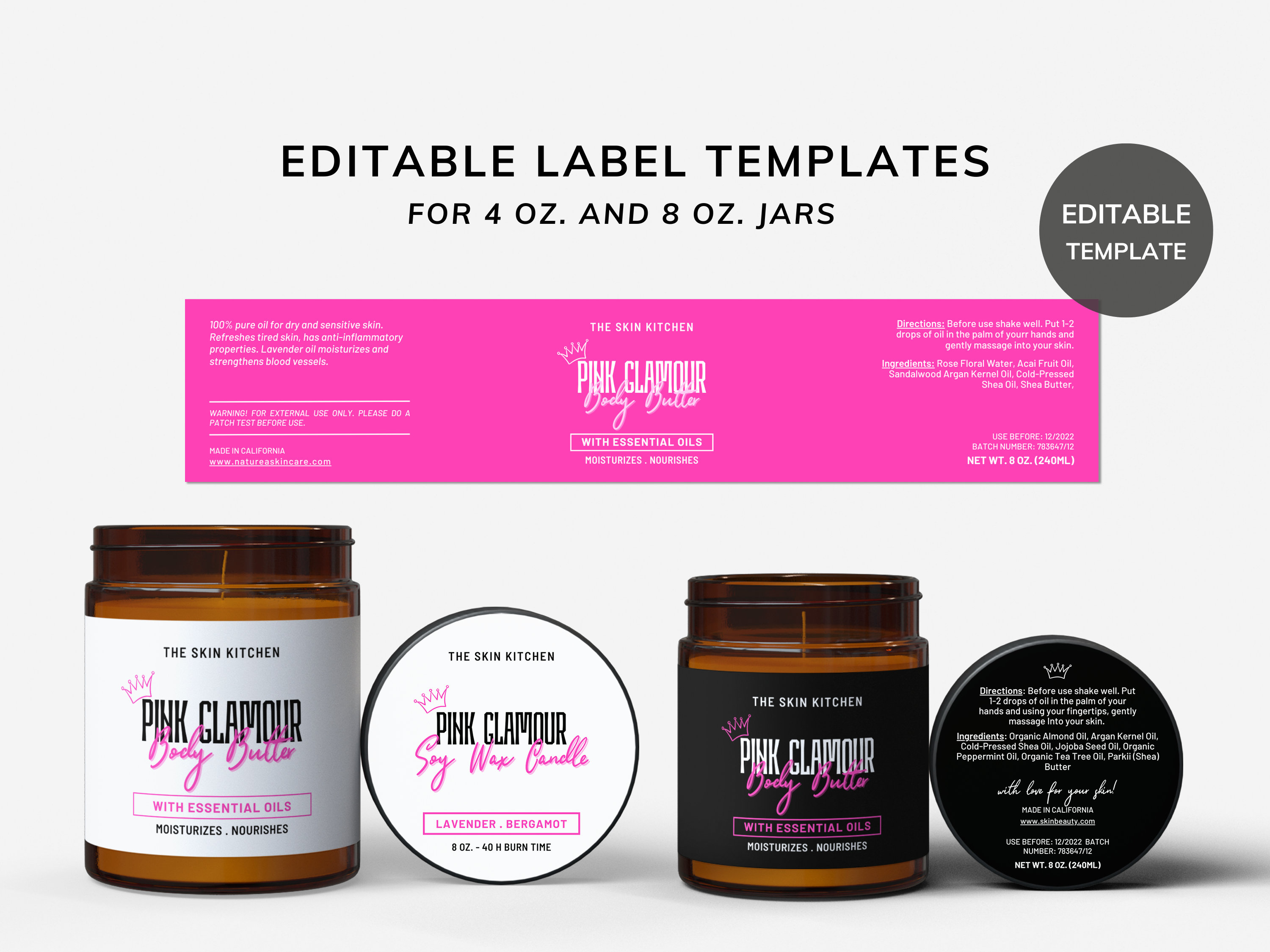 JAR Label TEMPLATE CANVA 4 Oz Jar Label 8 Oz Jar Label - Etsy