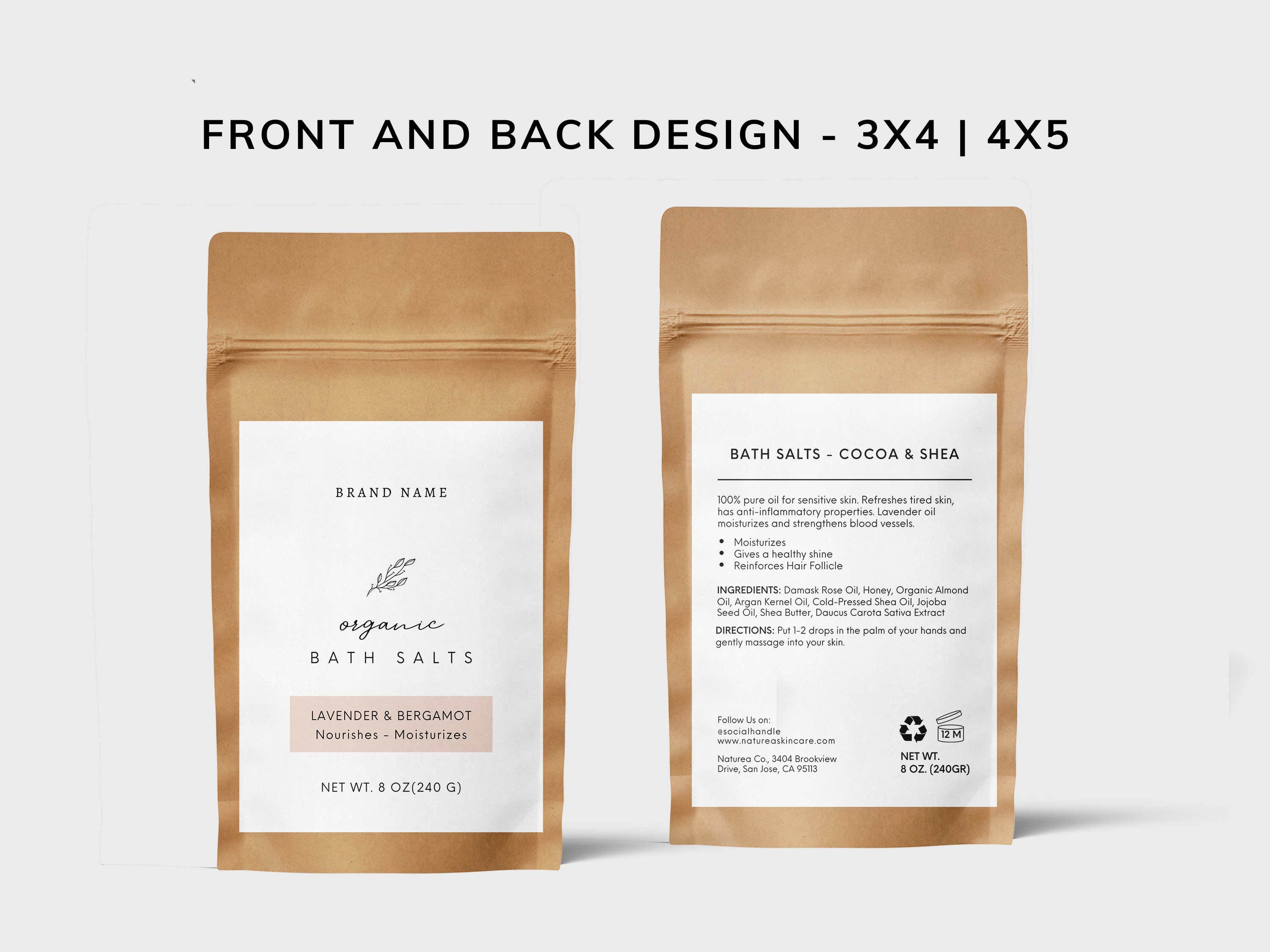 Pouch Label Templates Canva, Rectangle Product Label, Editable Bath ...