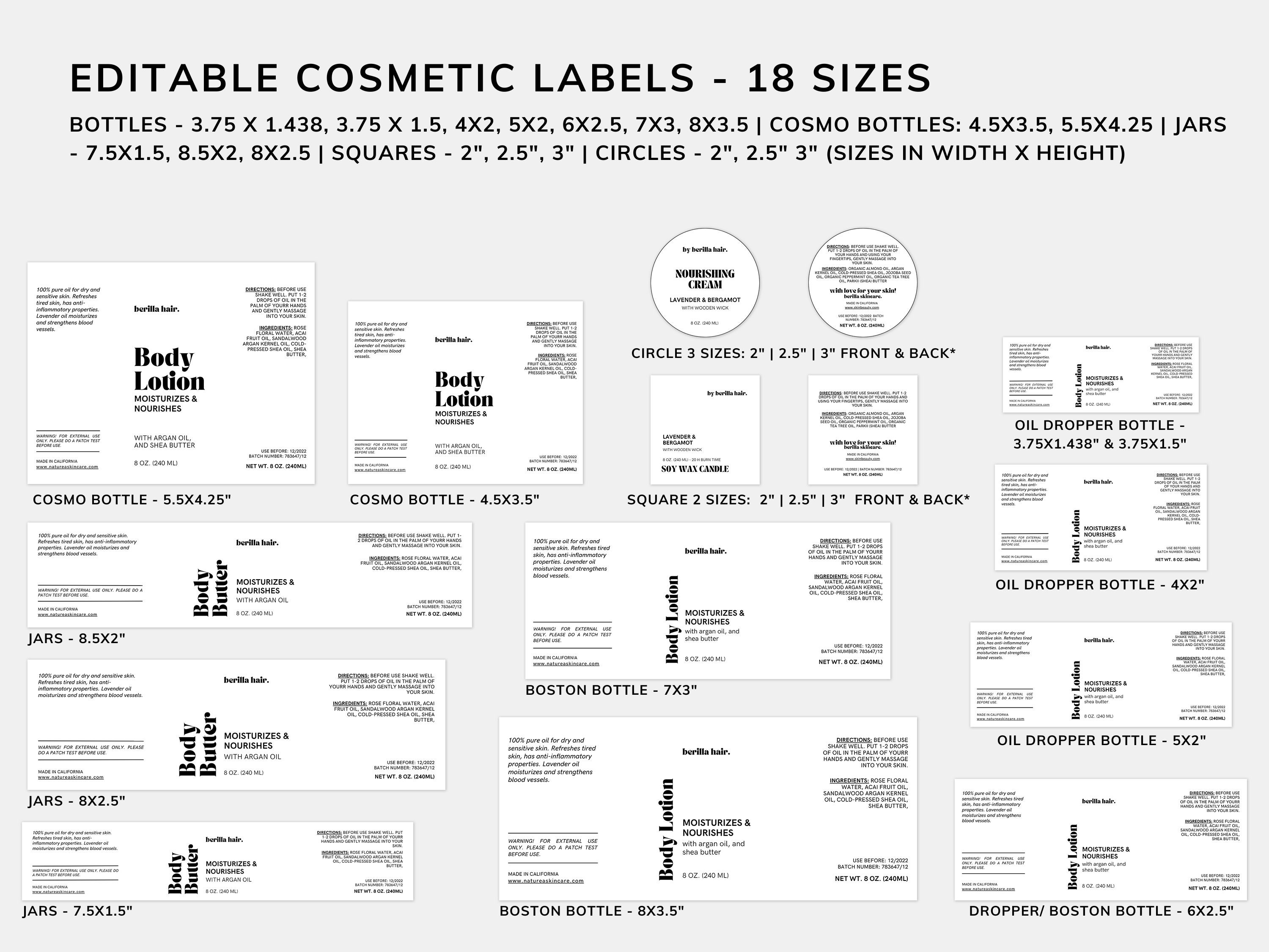 Editable Product Labels Template CANVA, Modern Cosmetic Label, Clean ...