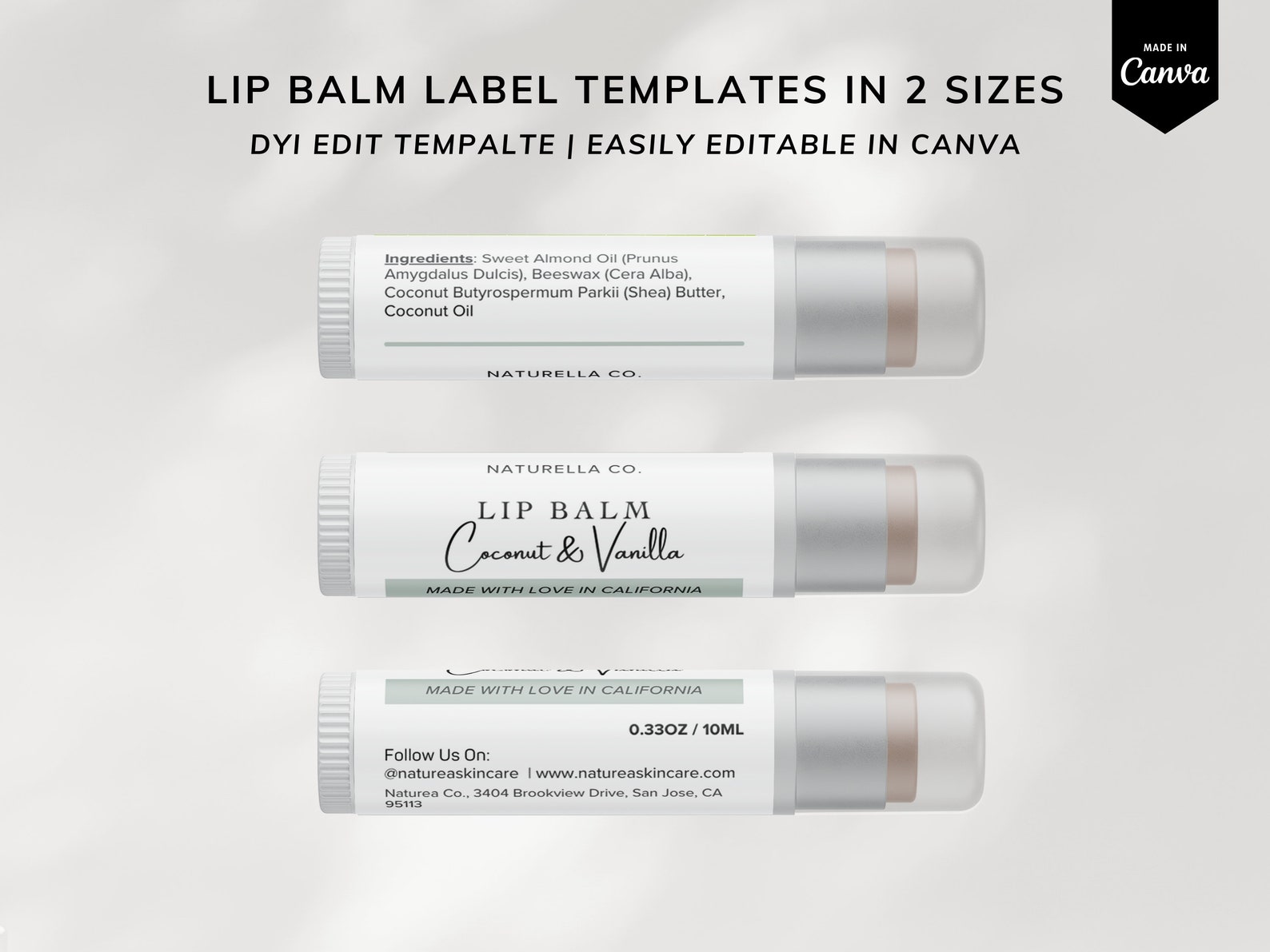 Lip Balm Label Template With Safety Seal, Minimal Chapstick Label ...