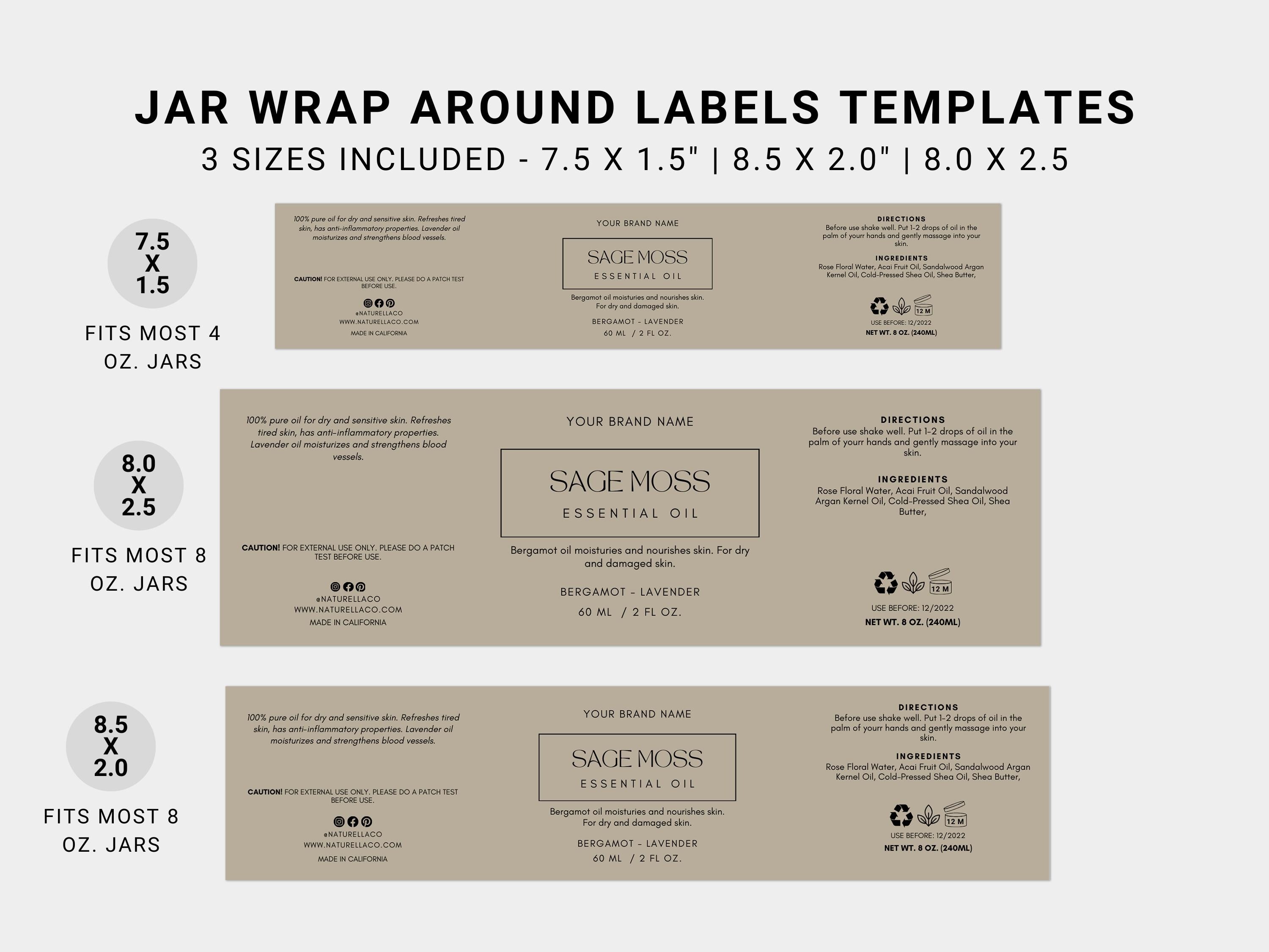 Minimalist Jar Label Template: Wrap Around & Lid Label (canva Digital ...