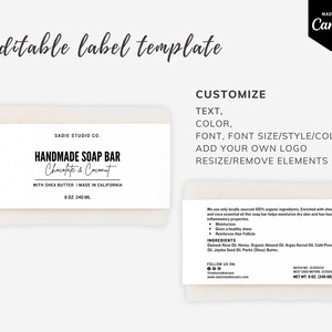 Soap Label Template CANVA, Soap Wrap Around Label, Editable Soap Label ...