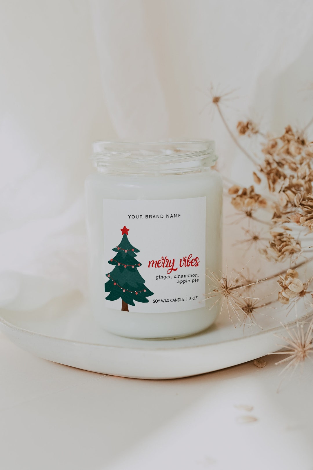 Christmas Candle Label Template, Winter Candle Label, Seasonal Candle ...