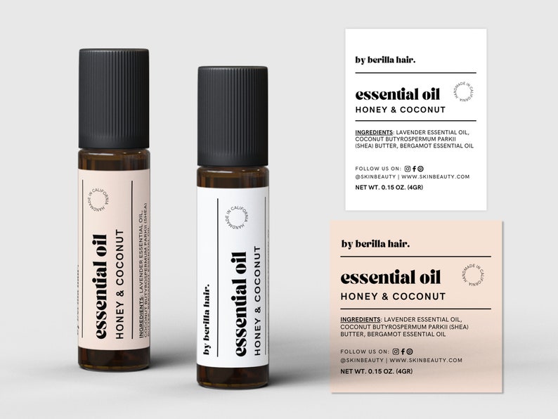 10ml Roller Label Template, Essential Oil Rollon Bottle Label, Rollon ...