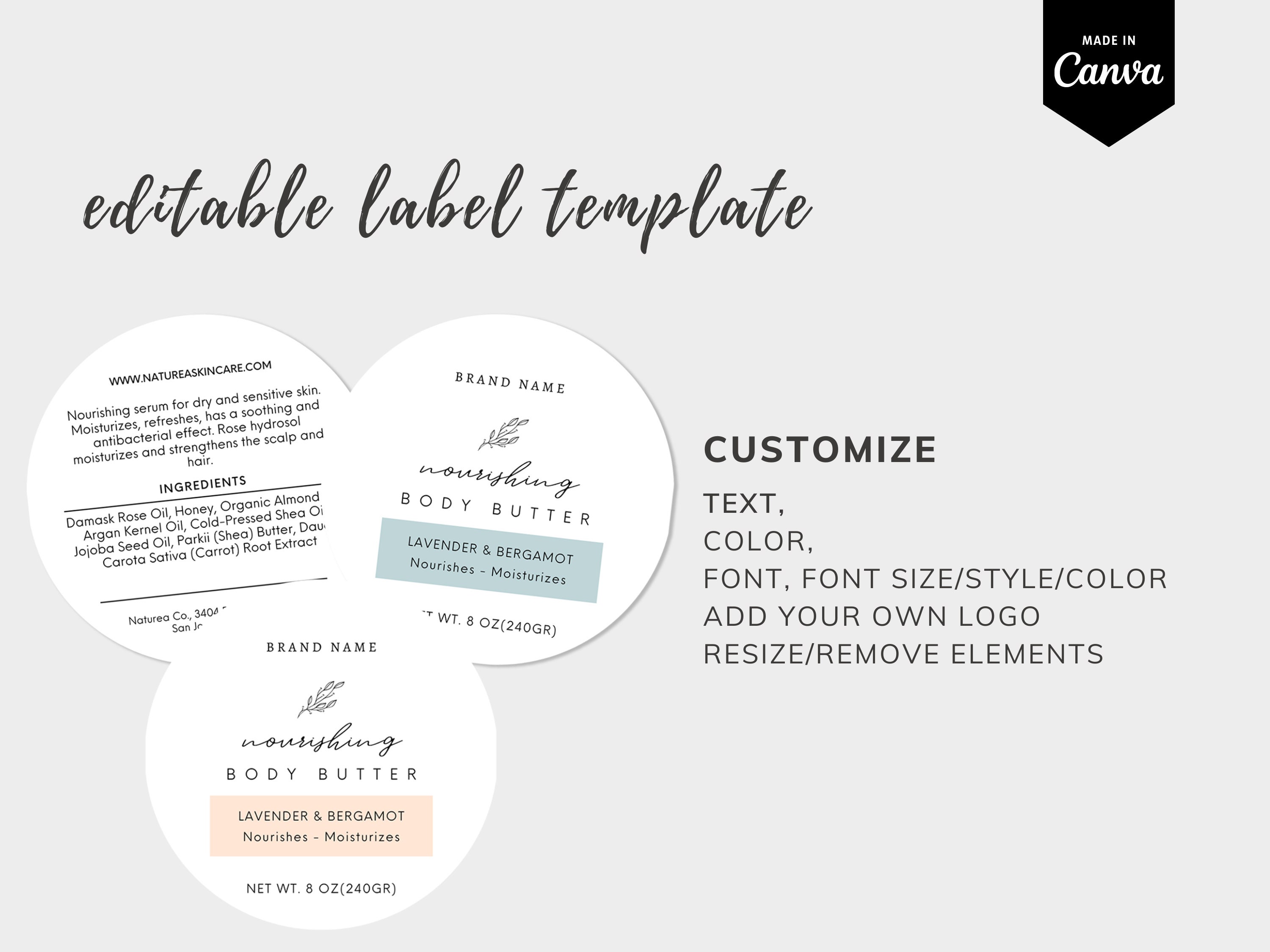 Circle Label Template, Round Lip Balm Label, 2 / 2.5 / 3 Inch Round ...