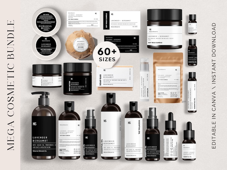 Editable Cosmetic Label Templates: Minimalist Skincare Labels (canva ...