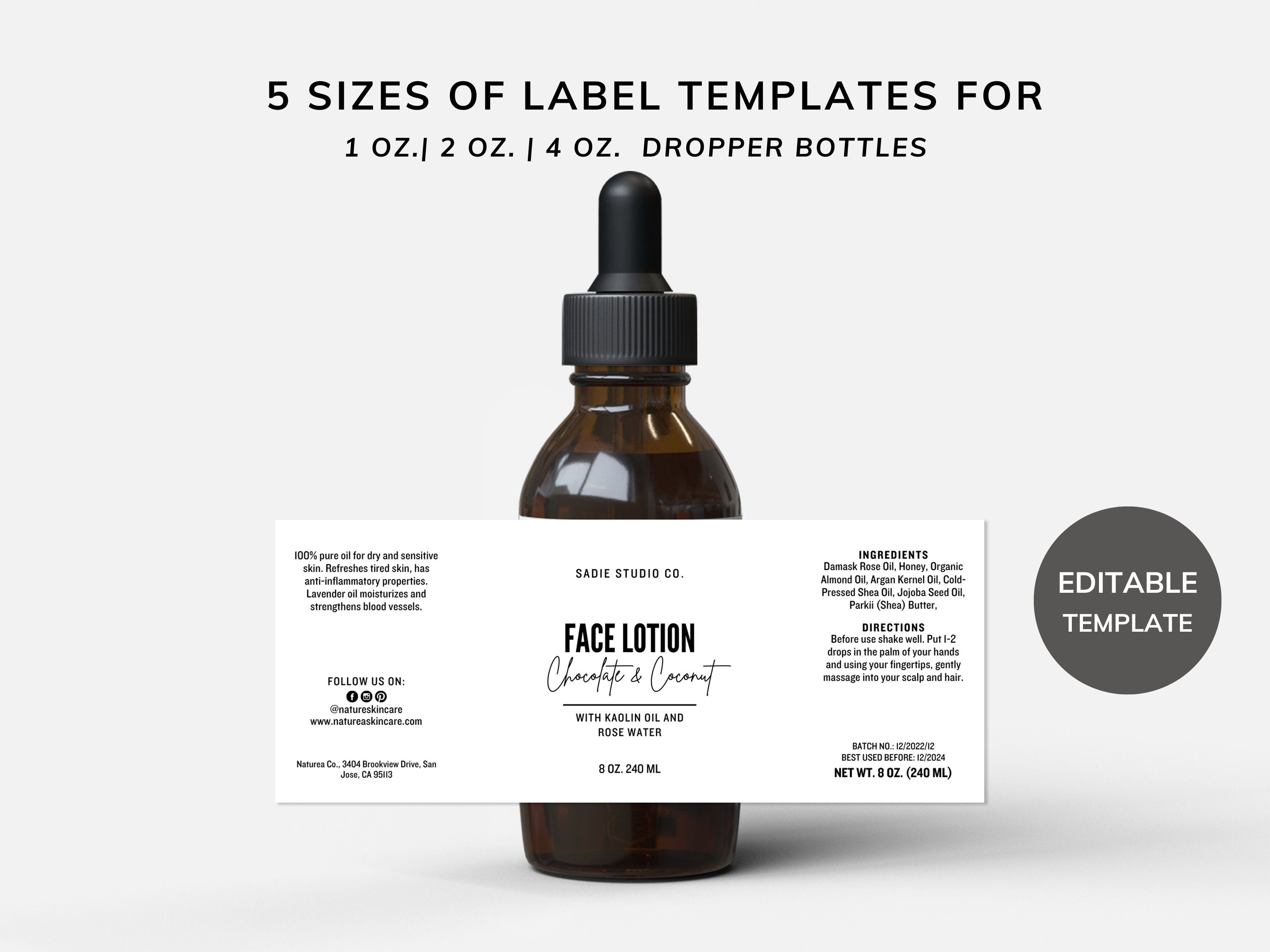 Editable Product Label , Bottle Label Template Canva, Minimalistic ...