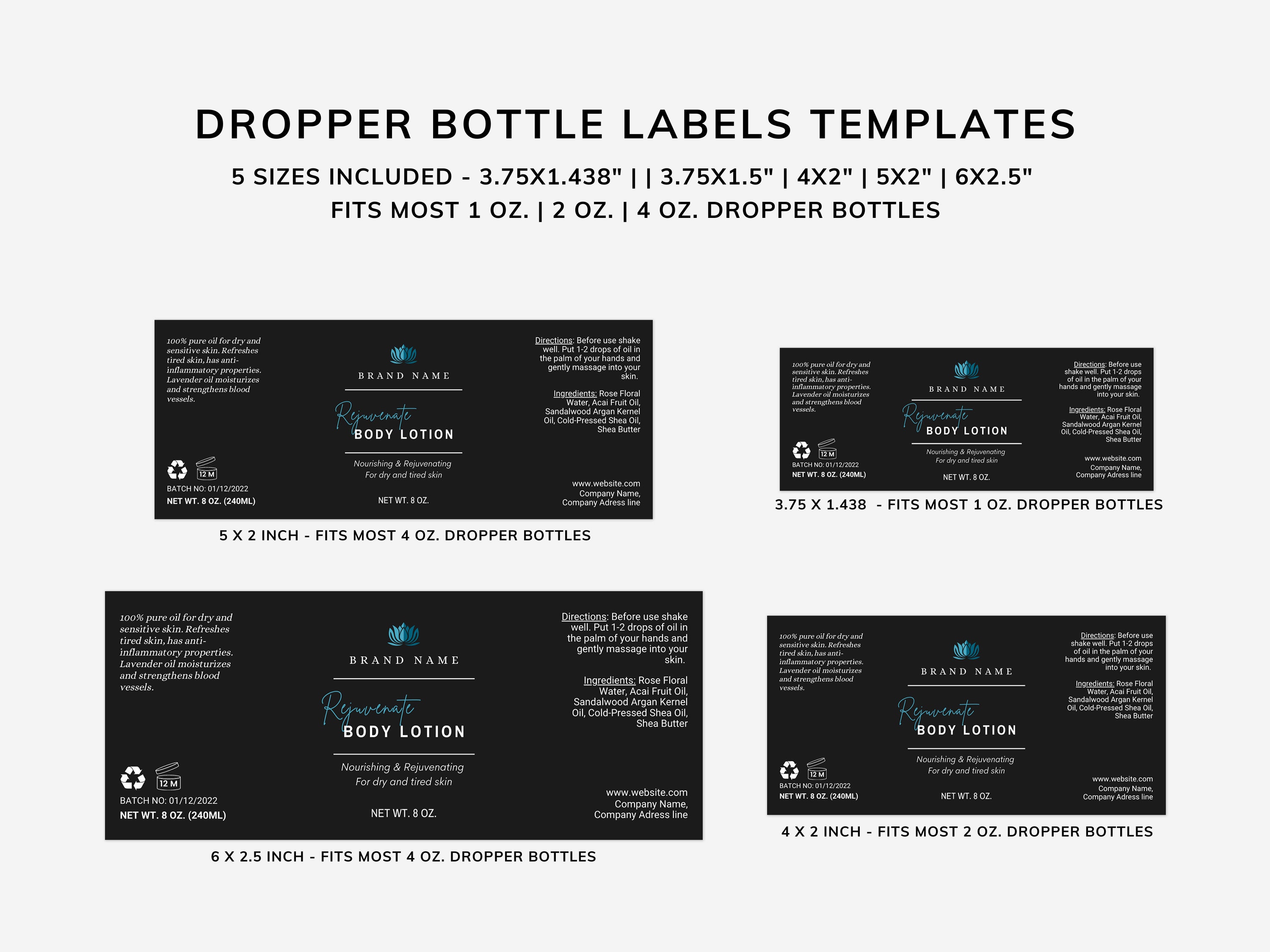 Dropper Bottle Label Template Canva Essential Oil Label 1oz - Etsy