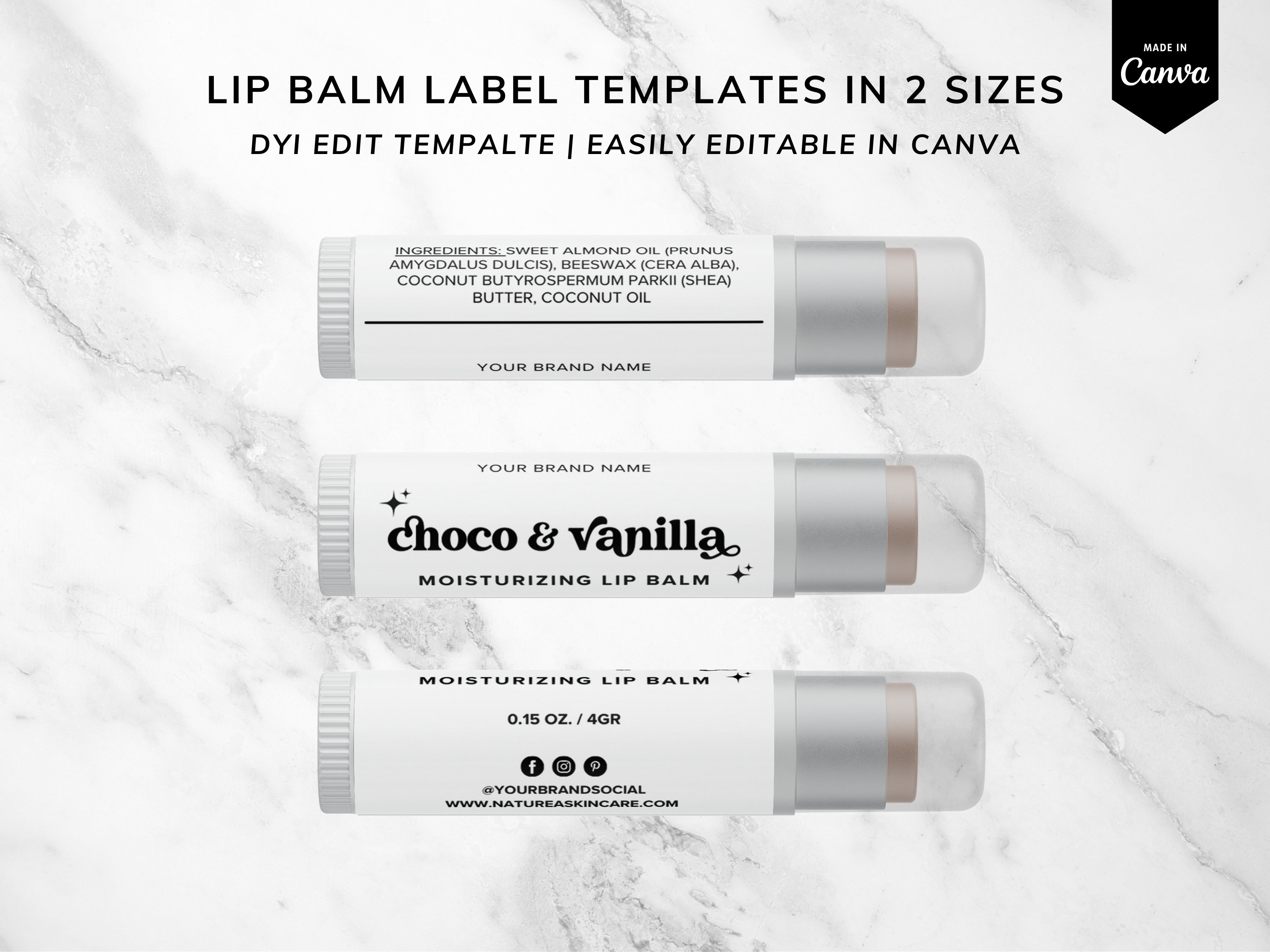 Editable Lip Balm Label Template CANVA (digital Download) - Etsy