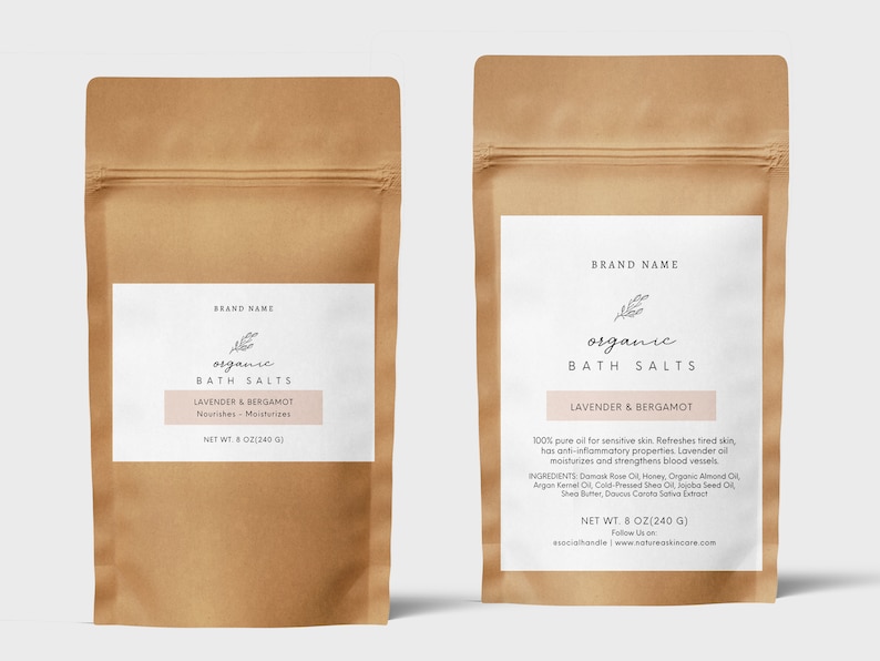 Pouch Label Templates Canva, Rectangle Product Label, Editable Bath ...