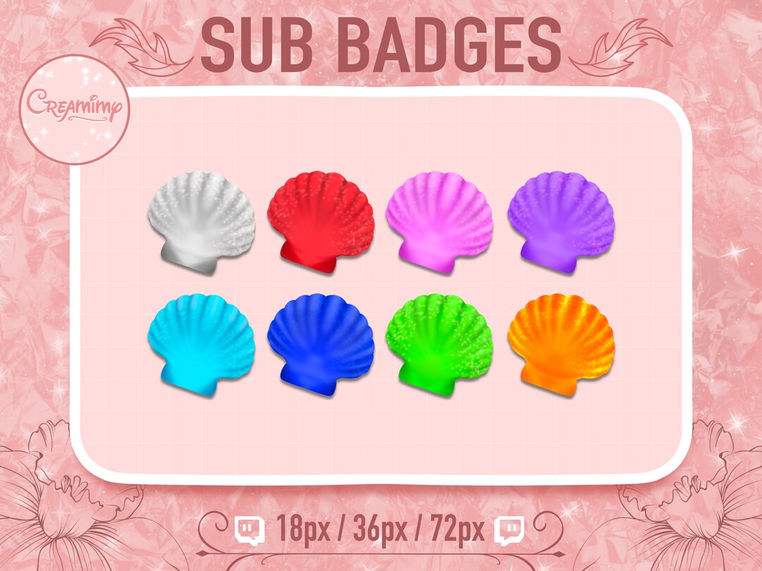 8 Little Mermaid Shell Sub Badges Twitch / Bit Badges / Discord - Etsy