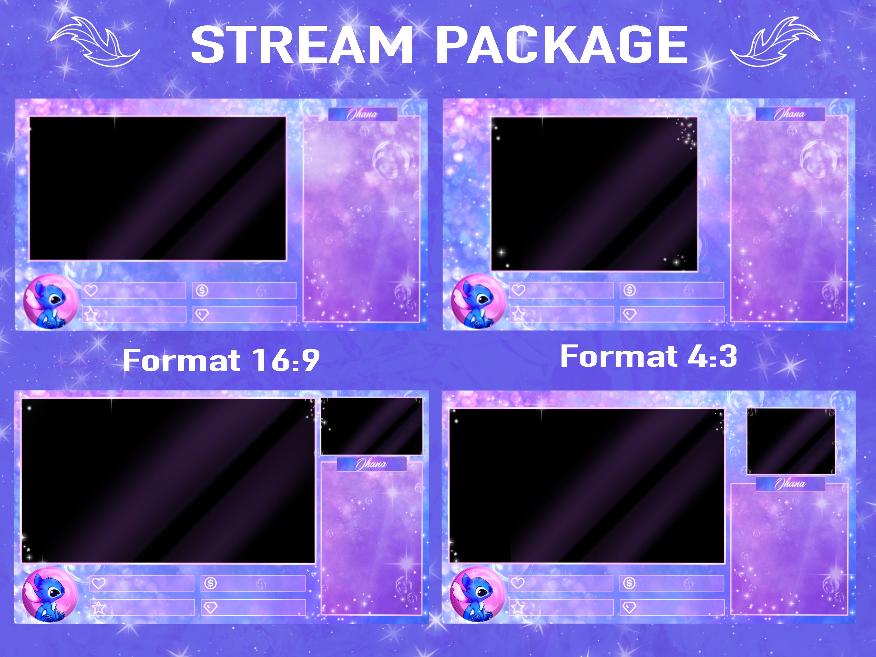 Full Pack Stream Stitch Animated Twitch Stream Pack Emotes - Etsy UK