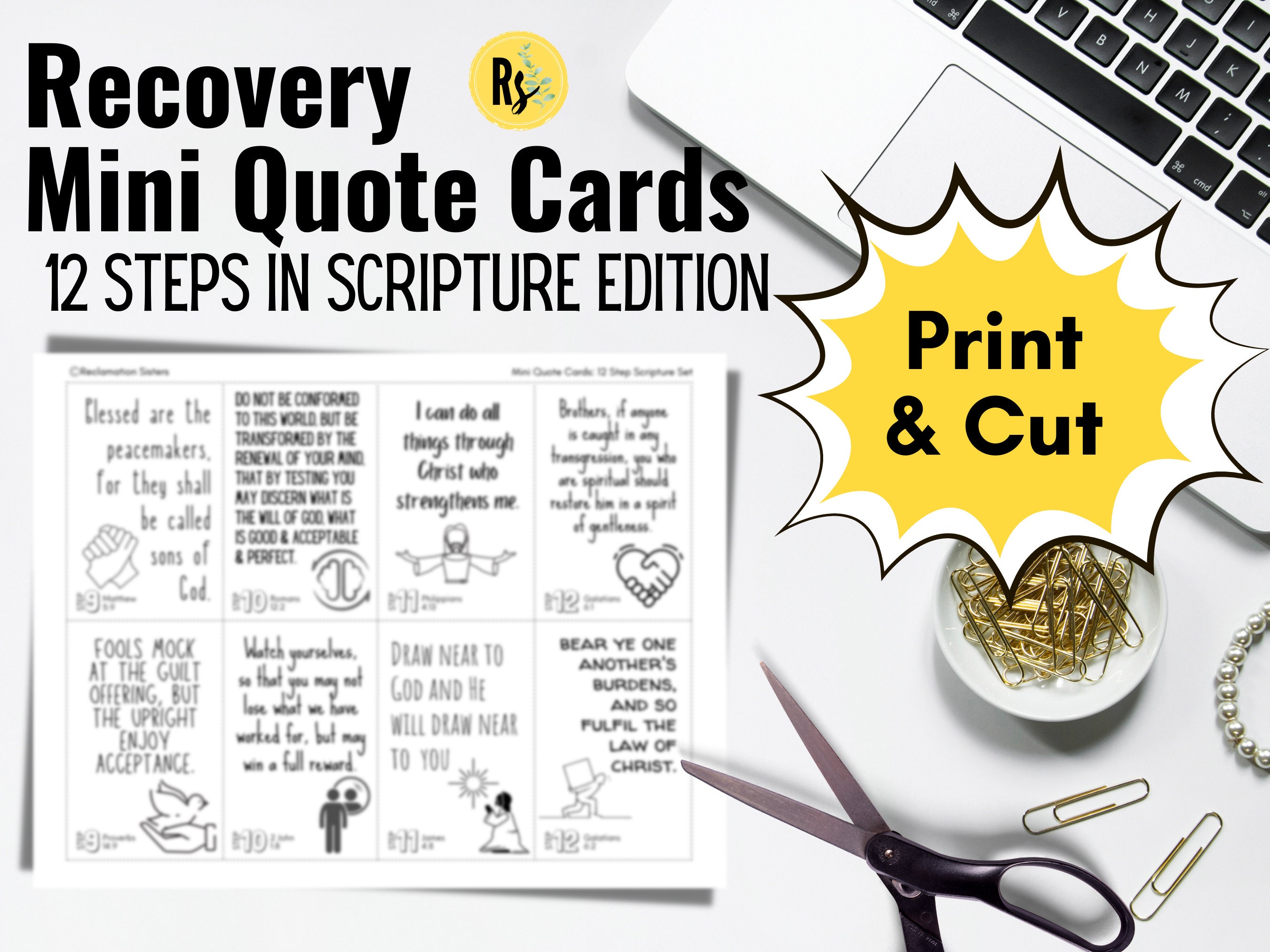 Printable Quote Cards 12 Steps Scripture Addiction Recovery - Etsy
