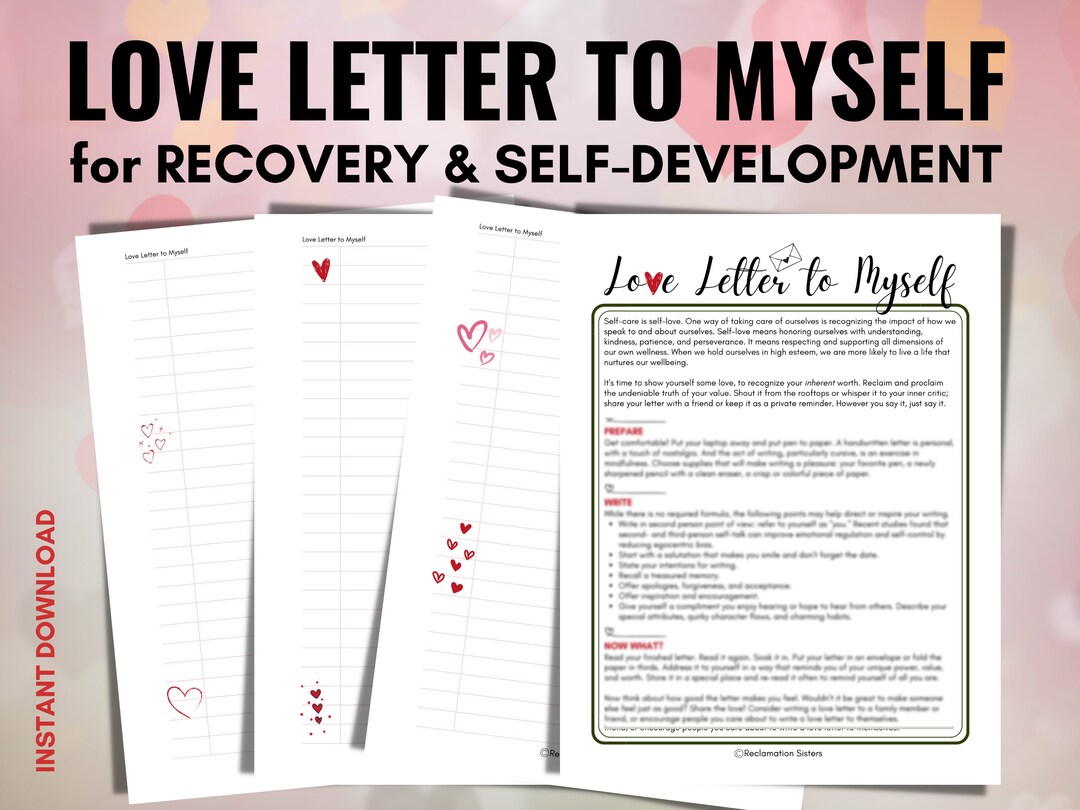 Love Letter to Myself Worksheet: Self-care Journal (digital Download ...
