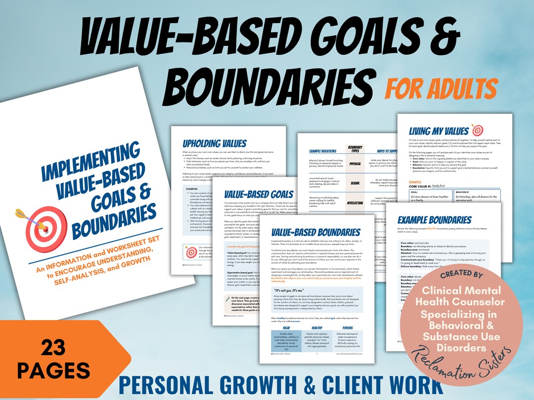 Core Values, Goals, Boundaries, Counselor Worksheets, Self Development ...