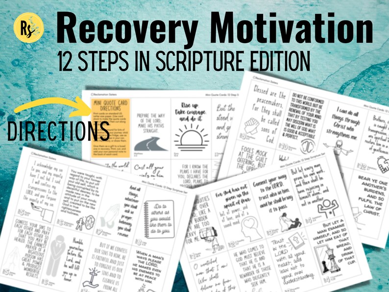 Printable Quote Cards 12 Steps Scripture Addiction Recovery - Etsy