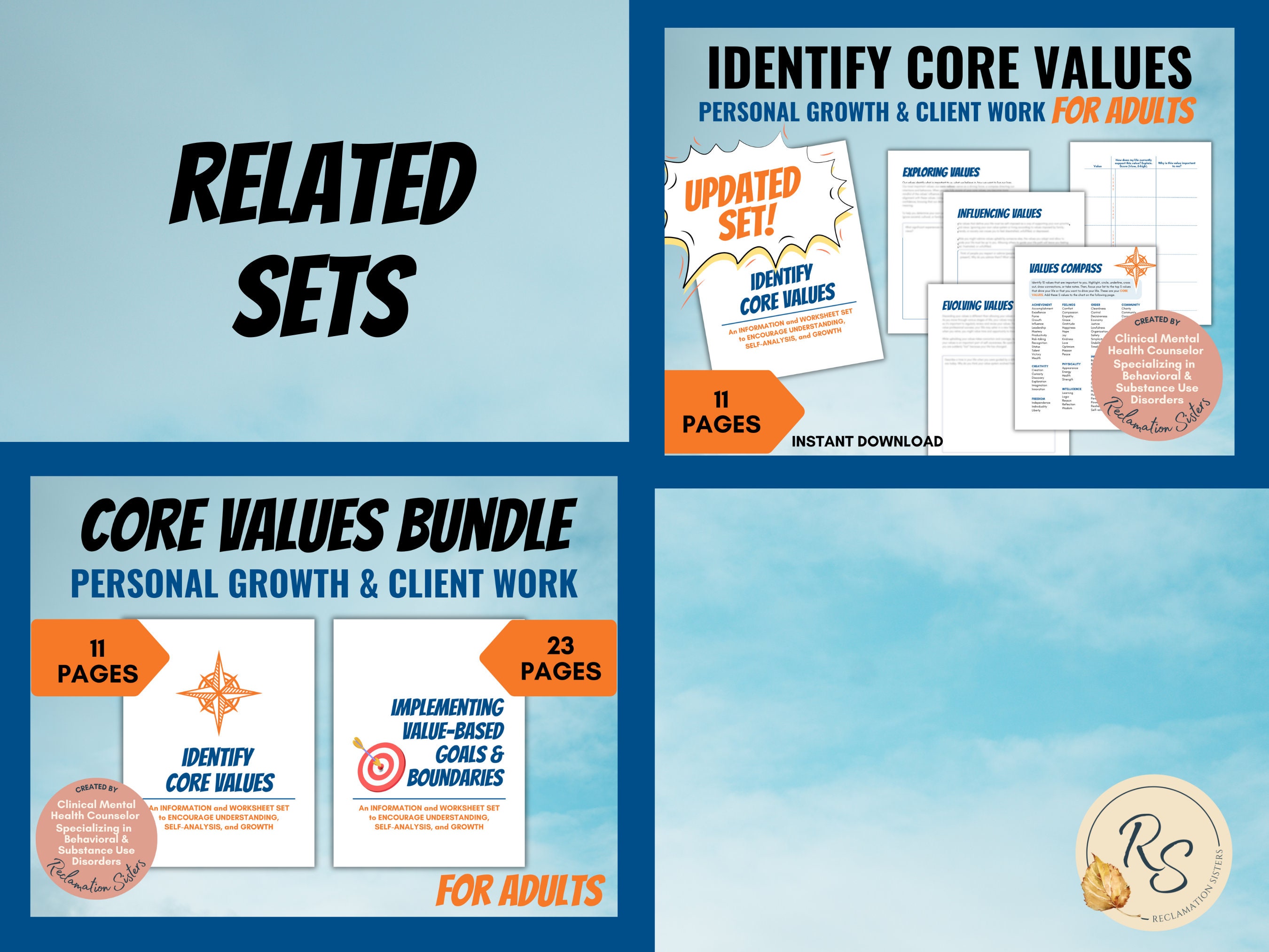Core Values, Goals, Boundaries, Counselor Worksheets, Self Development ...