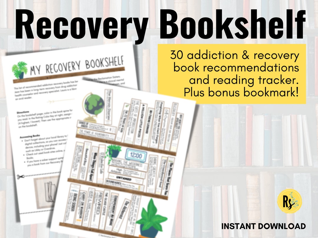 Addiction Recovery Bookshelf: Reading Tracker & Bookmark (digital ...