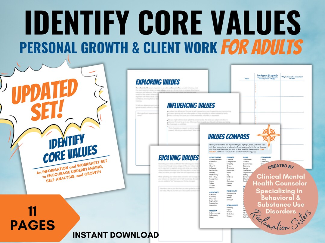 Core Values, Counselor Worksheets, Self Development, Group Therapy ...