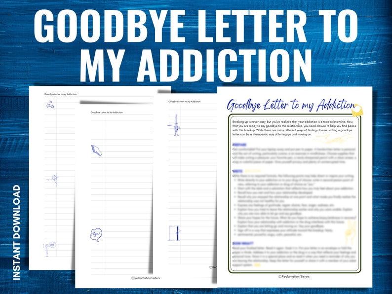 Addiction Recovery Worksheet: Goodbye Letter, Self Development (PDF ...