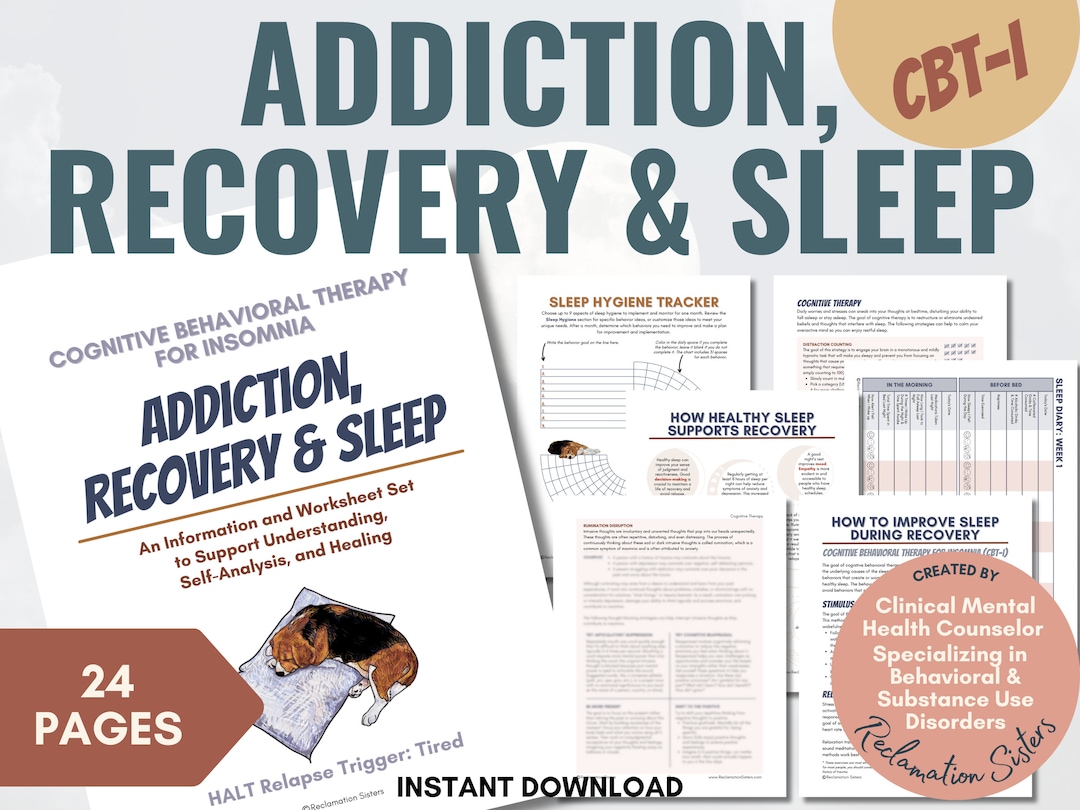 Addiction and Sleep Workbook, CBT-I, Cognitive Behavioral Therapy for ...