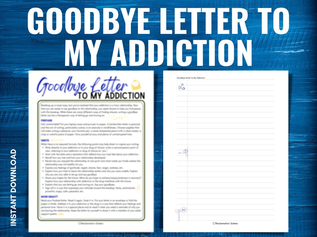 Goodbye Letter to My Addiction Addiction Recovery Worksheet - Etsy UK