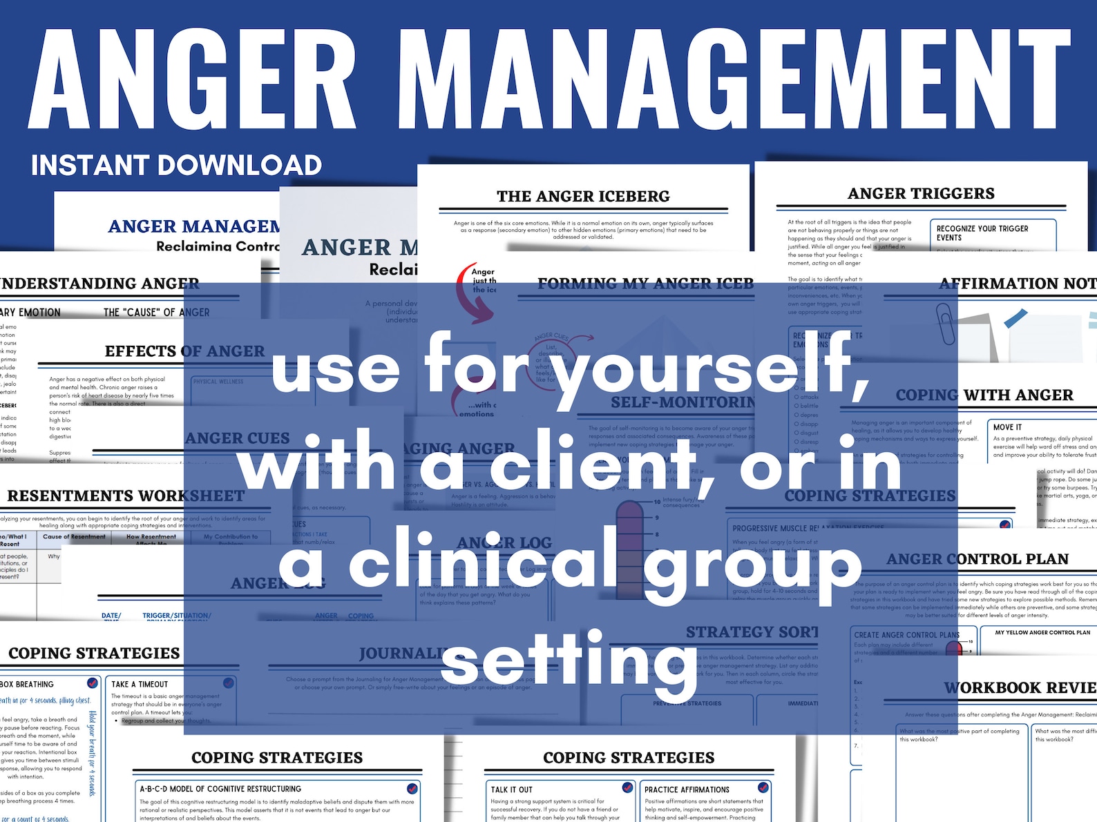 Anger Management, Anger Iceberg, Anger Meter, Self Development Workbook ...