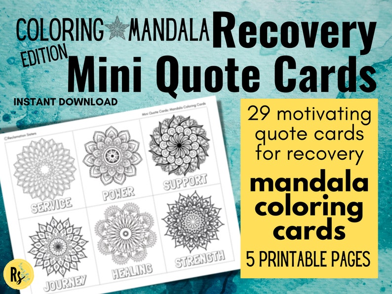 Printable Quote Cards, Mandala Coloring, Addiction Recovery Motivation ...