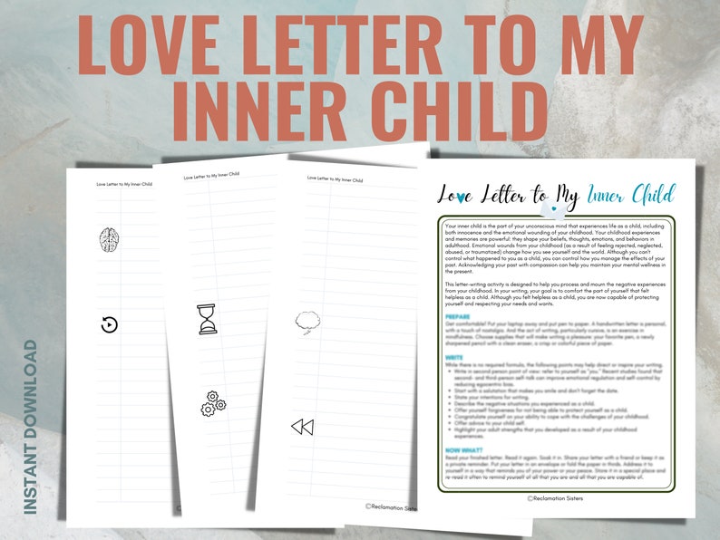 Love Letter to My Inner Child, Addiction Recovery Worksheet, Self ...