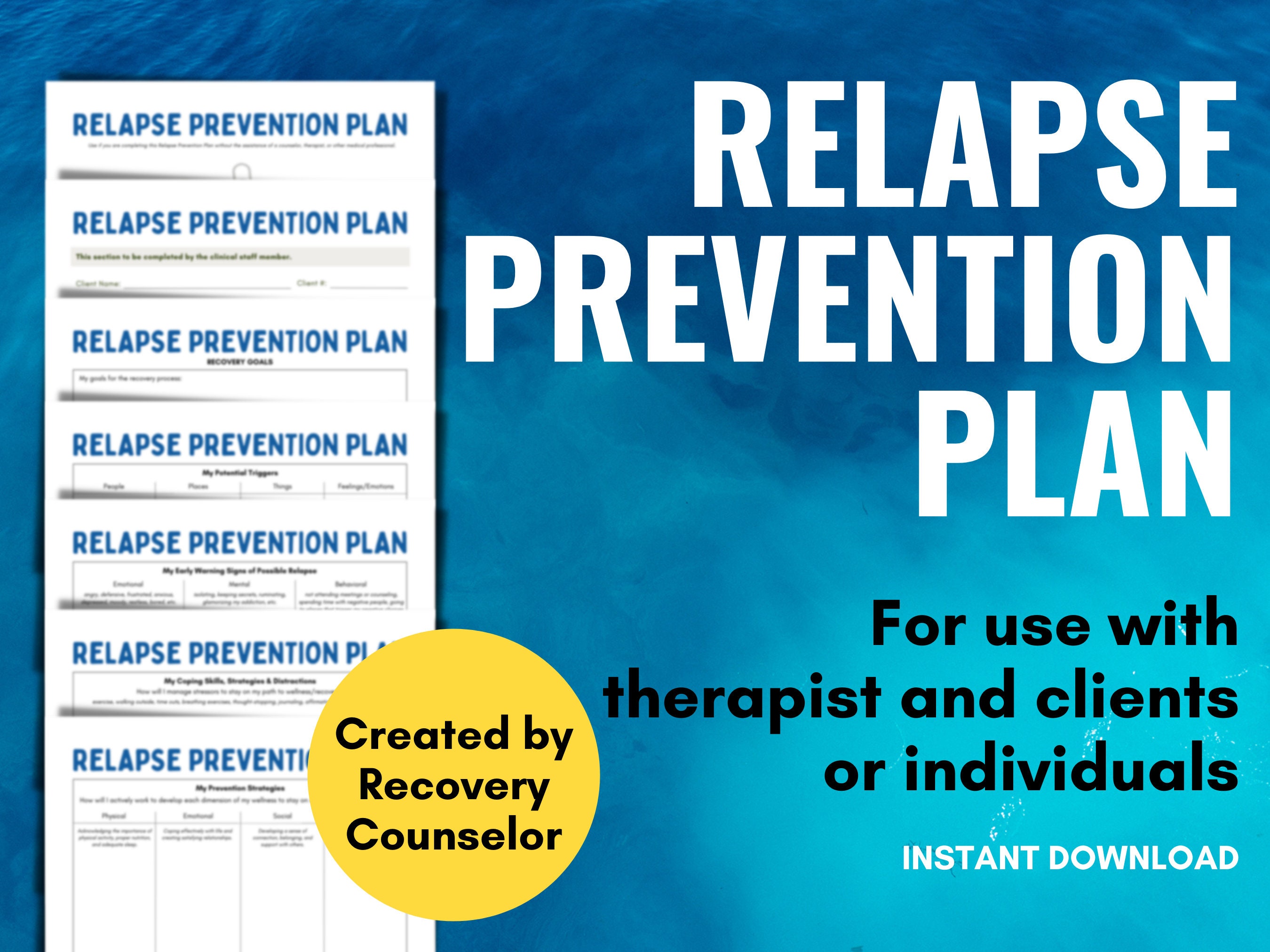 Relapse Prevention Plan Addiction Recovery Counselor | Etsy