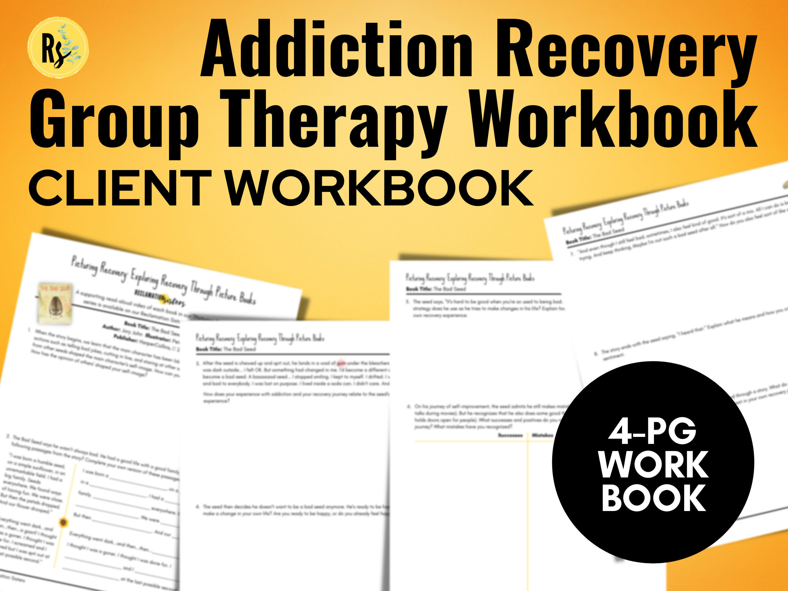 Addiction Recovery Group Therapy Workbook, Sobriety Therapy Worksheet ...