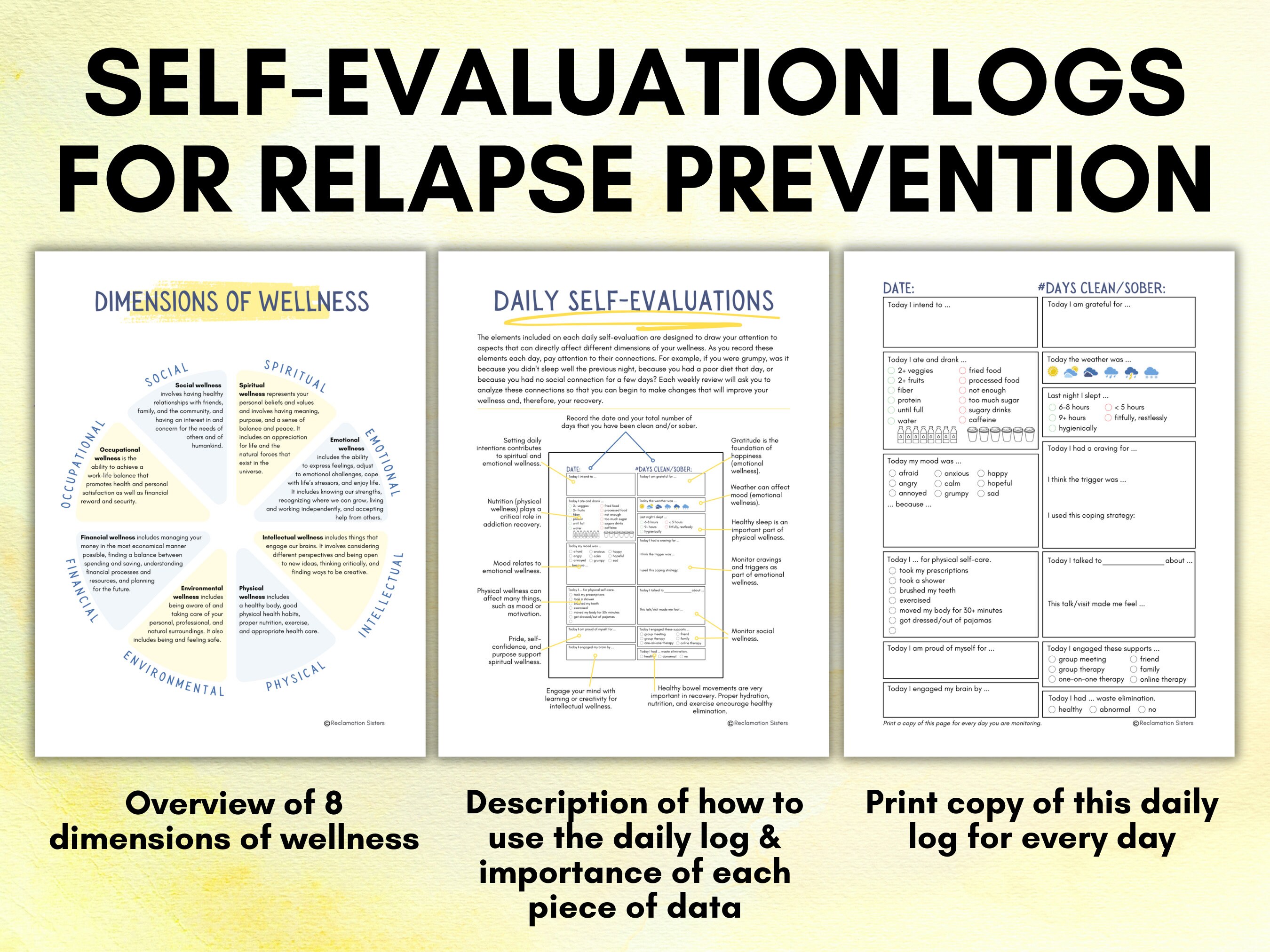 Relapse Prevention, Recovery Journal, Self Evaluation Log, Addiction ...