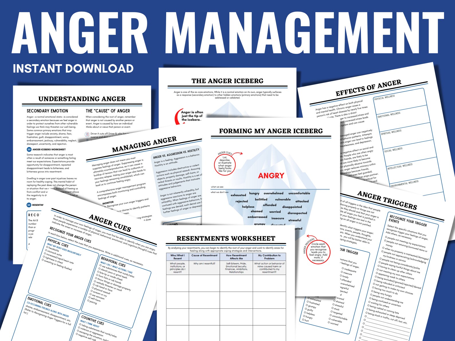 Anger Management, Anger Iceberg, Anger Meter, Self Development Workbook ...