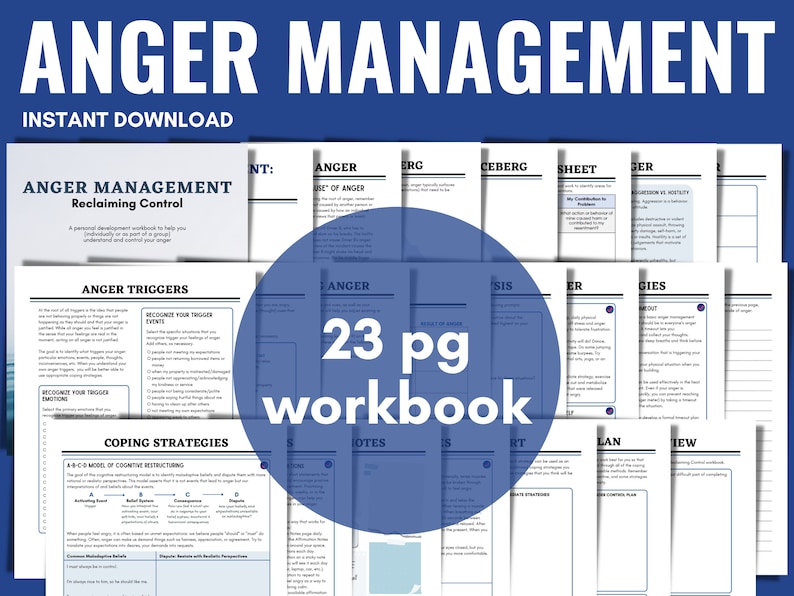 Anger Management, Anger Iceberg, Anger Meter, Self Development Workbook ...