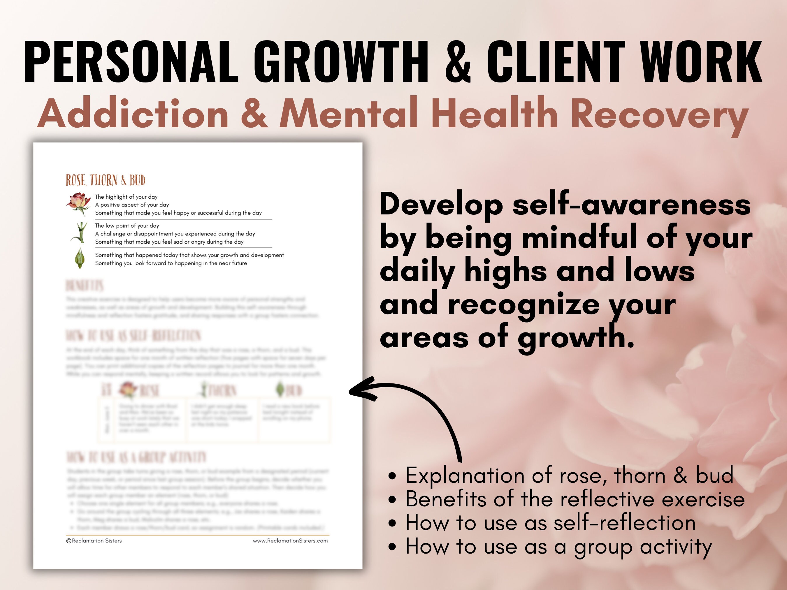 Rose Thorn Bud Journal: Self-reflection & Group Activity (digital ...