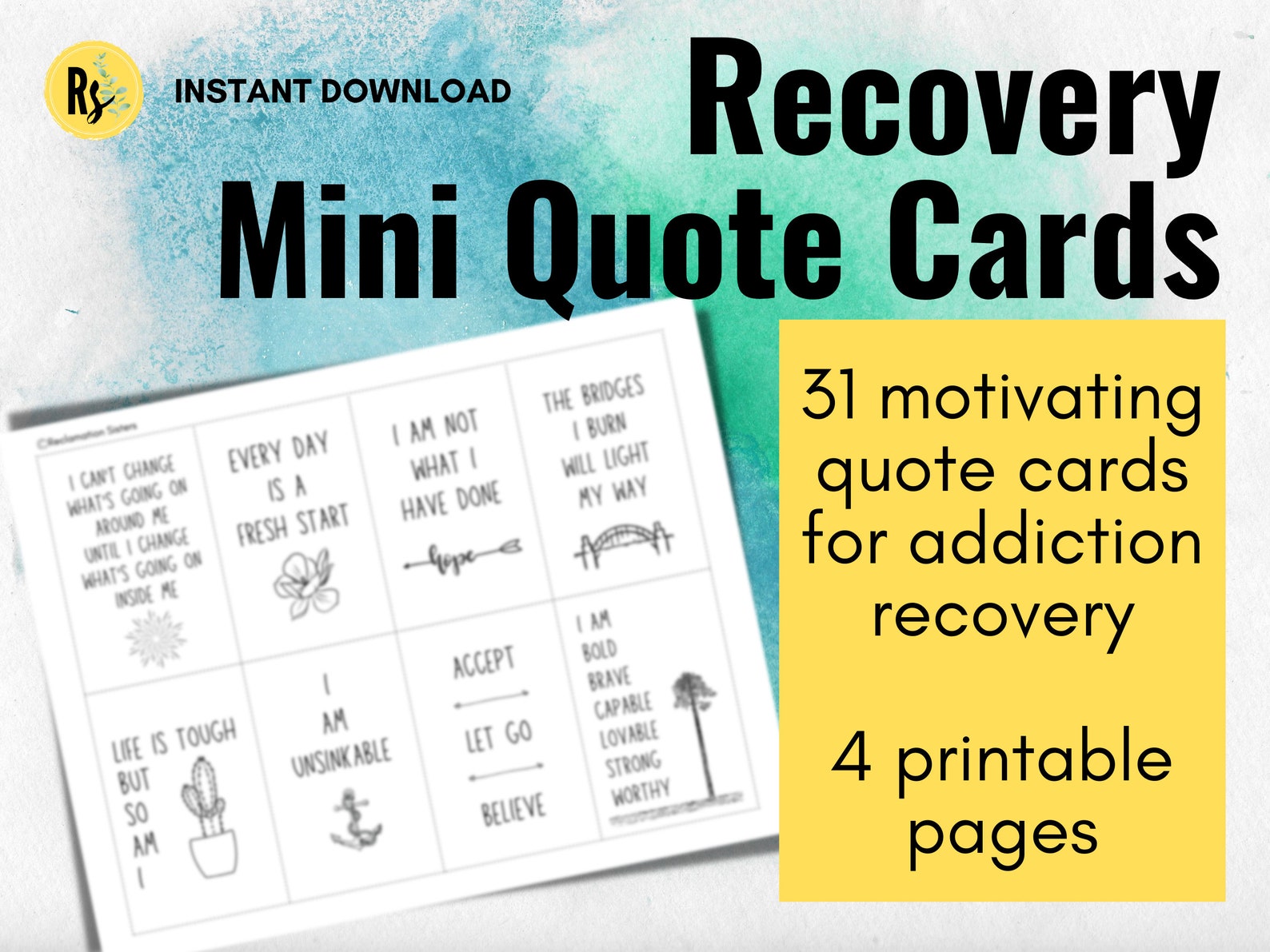 Printable Quote Cards, Addiction Recovery Motivation, Sobriety Gift ...