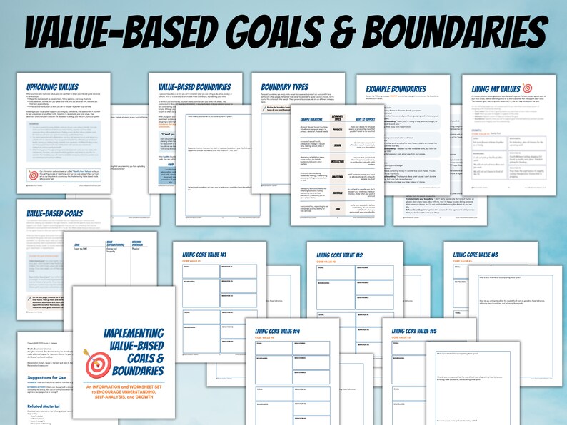 Core Values Goals Boundaries Bundle Counselor Worksheets - Etsy