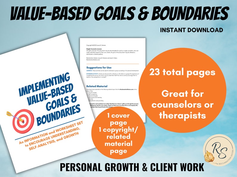 Core Values, Goals, Boundaries, Counselor Worksheets, Self Development ...