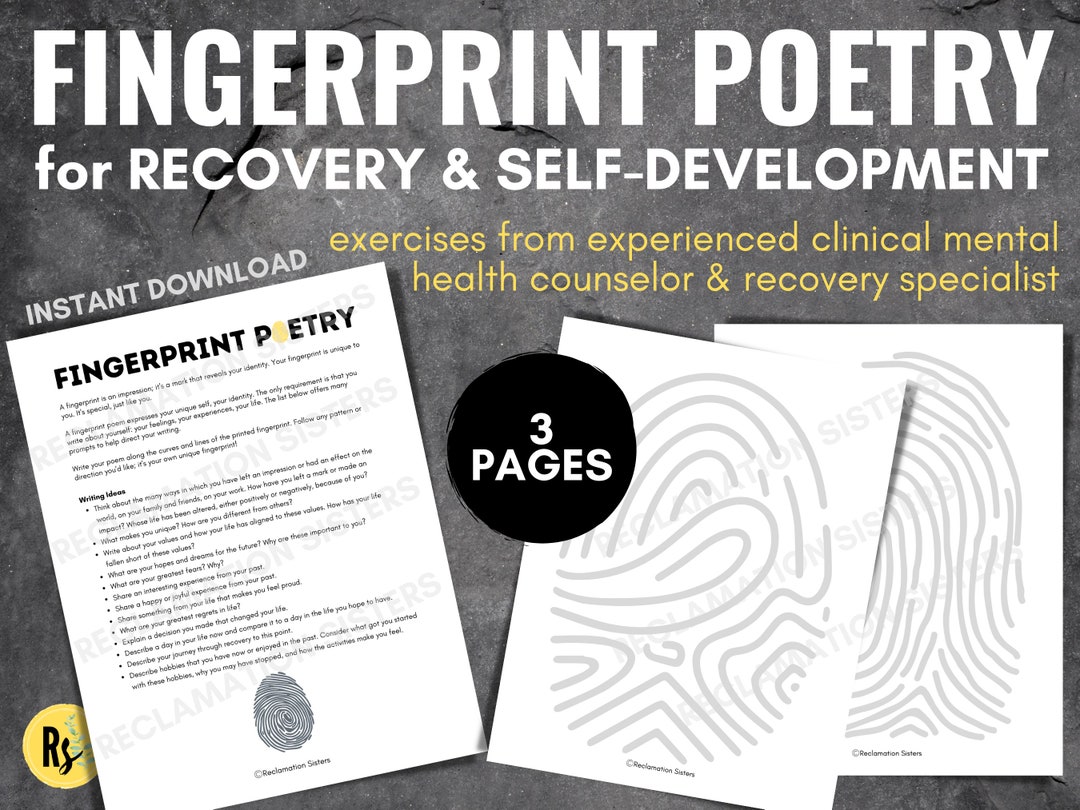 Fingerprint Poetry: Addiction Recovery & Self-reflection Activity ...