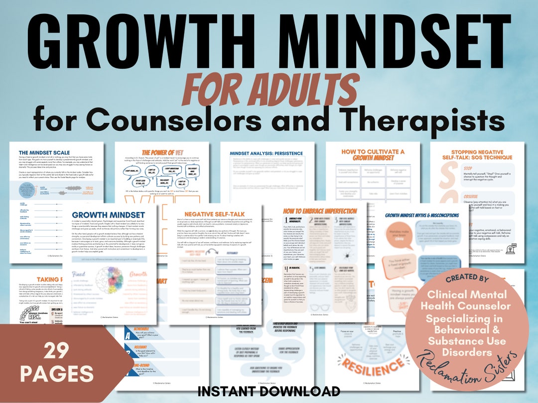 Growth Mindset Workbook for Adults: Self-development & Therapy (digital ...