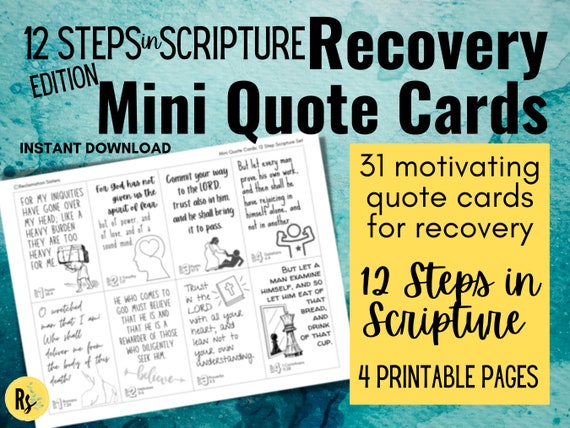 Printable Quote Cards 12 Steps Scripture Addiction Recovery - Etsy