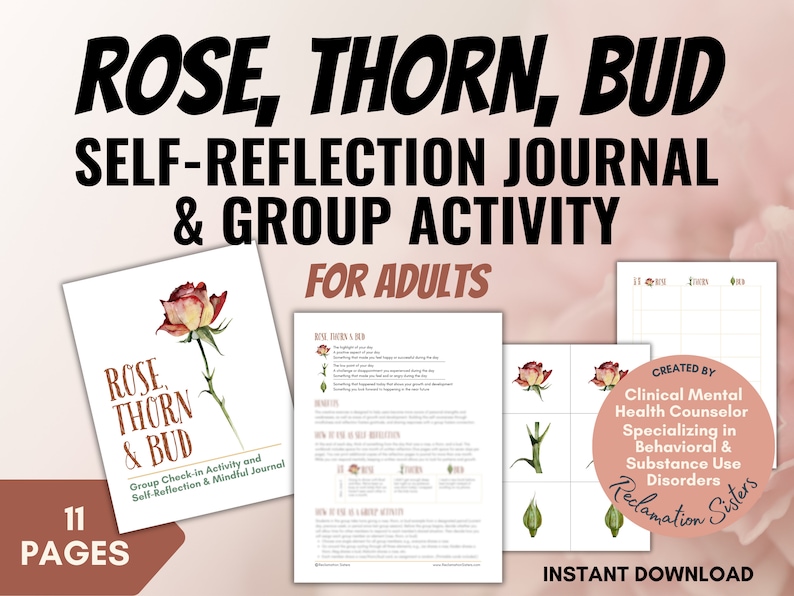 Rose Thorn Bud Journal: Self-reflection & Group Activity (digital ...