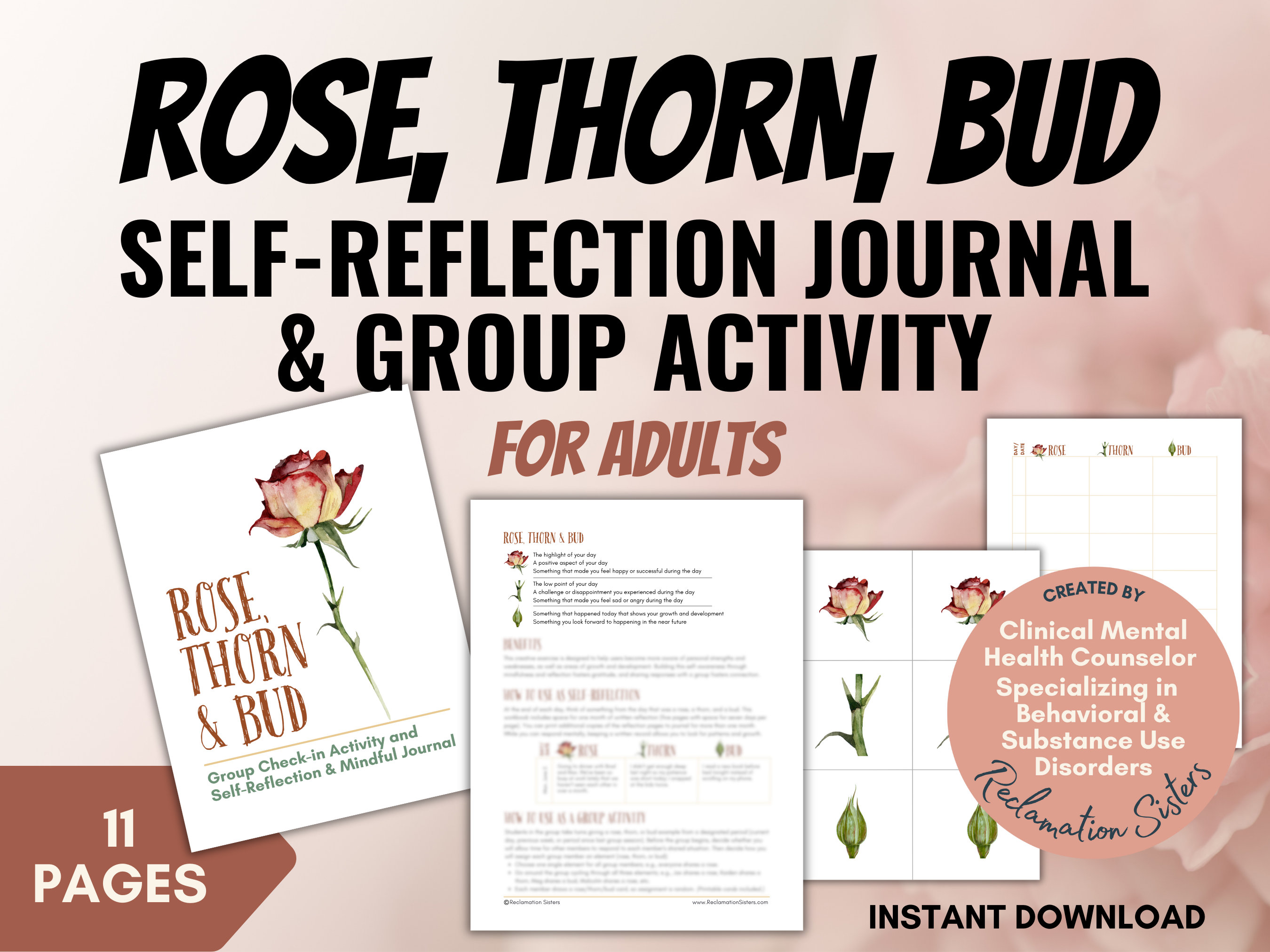 Rose Thorn Bud Journal: Self-reflection & Group Activity (digital ...