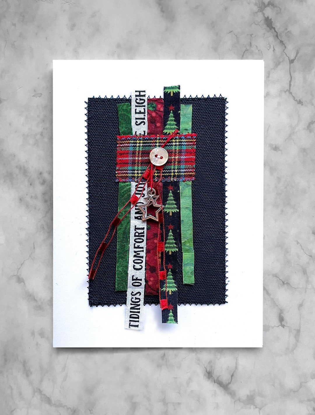 Handmade Christmas Card, Holiday Card, Handmade Holiday Card, Fiber Art ...