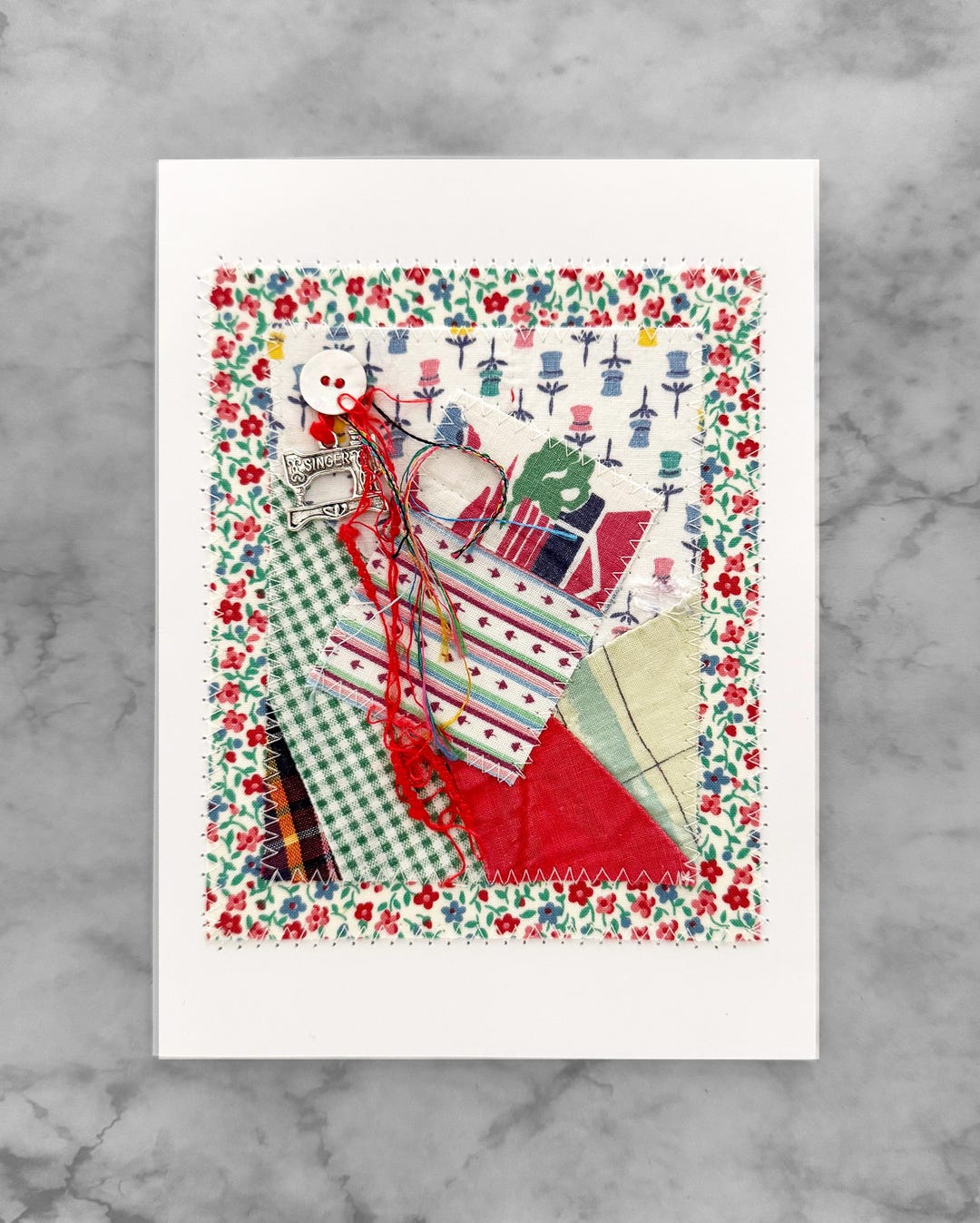 Handmade Vintage Patchwork Quilt Card, Card for Her, Quilted Card ...